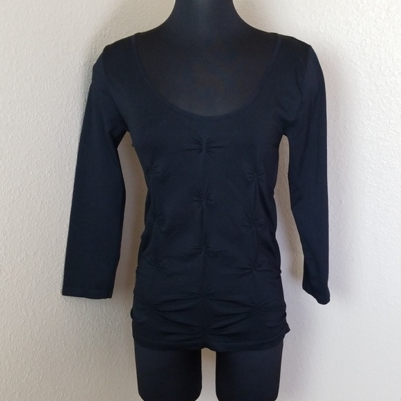 p luca | Tops | P Luca Milano Black Gathered Blouse | Poshmark